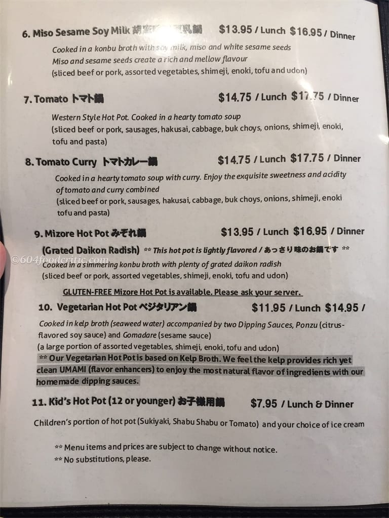 Best Japanese Individual Hot Pot in Vancouver - 604 Food Critic