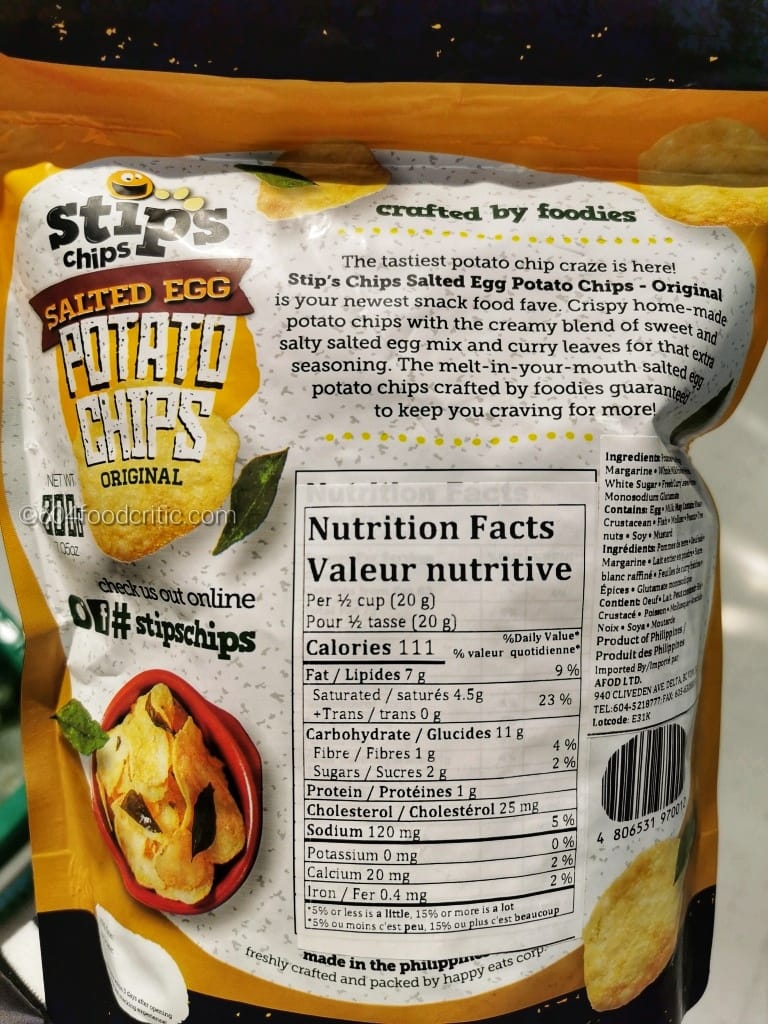 Stip's Chips Salted Egg Potato Chips Original Flavour - 604 Food Critic